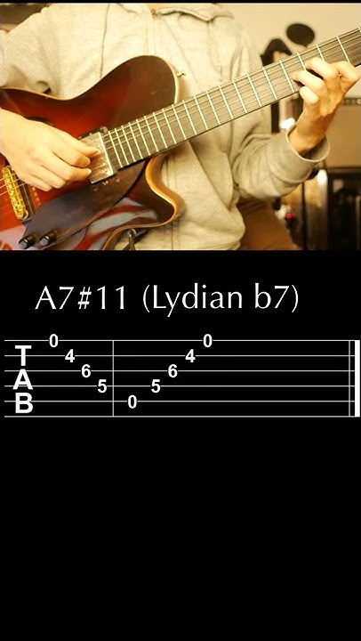 Guitar tab video - A7#11 Lydian b7 chord #shorts - YouTube