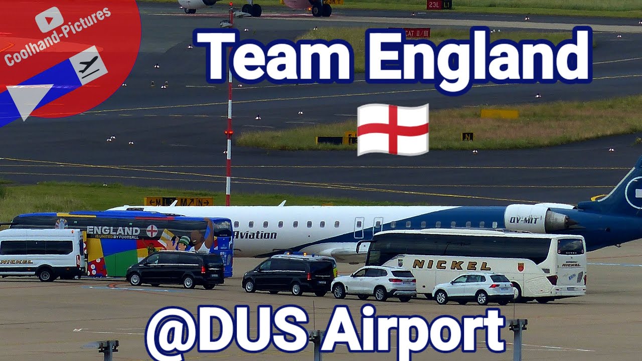 PLANE SPOTTING - TEAM ENGLAND - full arrival at Dusseldorf Airport ...