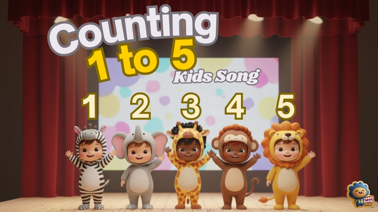 Learn to Count 1 to 5 with Animals 🦁🦓🦒 | Number Song | Animal Song 🐘🐒 ...