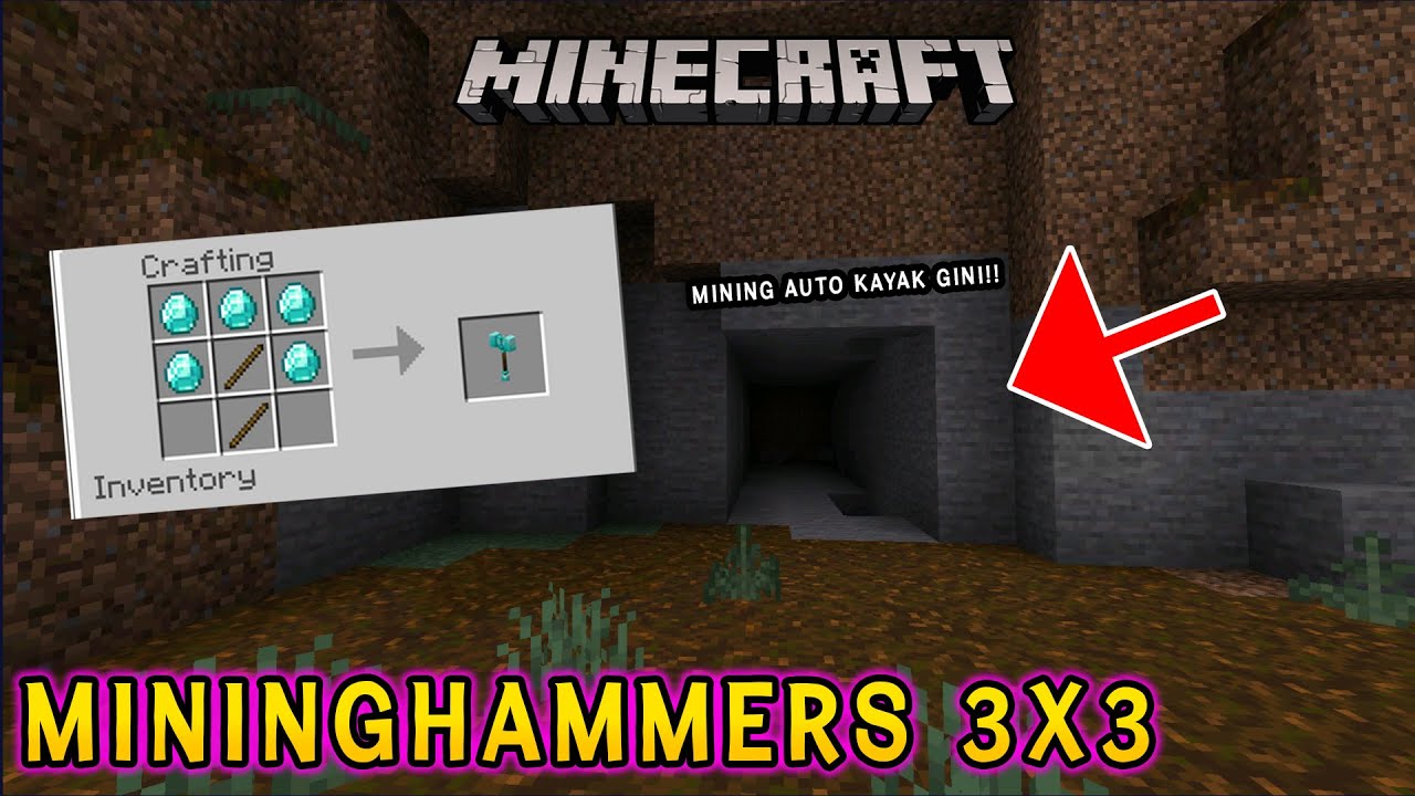LEBIH CEPAT!! TOOLS INI MEMBUAT ANDA BISA MINING 3X3!! - addon hammer mcpe 1.20 - YouTube