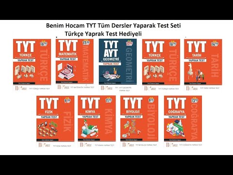 Benim Hocam Yayınları 2020 TYT  Tüm Dersler Yaprak Test Seti 9+1 Türkçe Yaprak Test Hediyeli