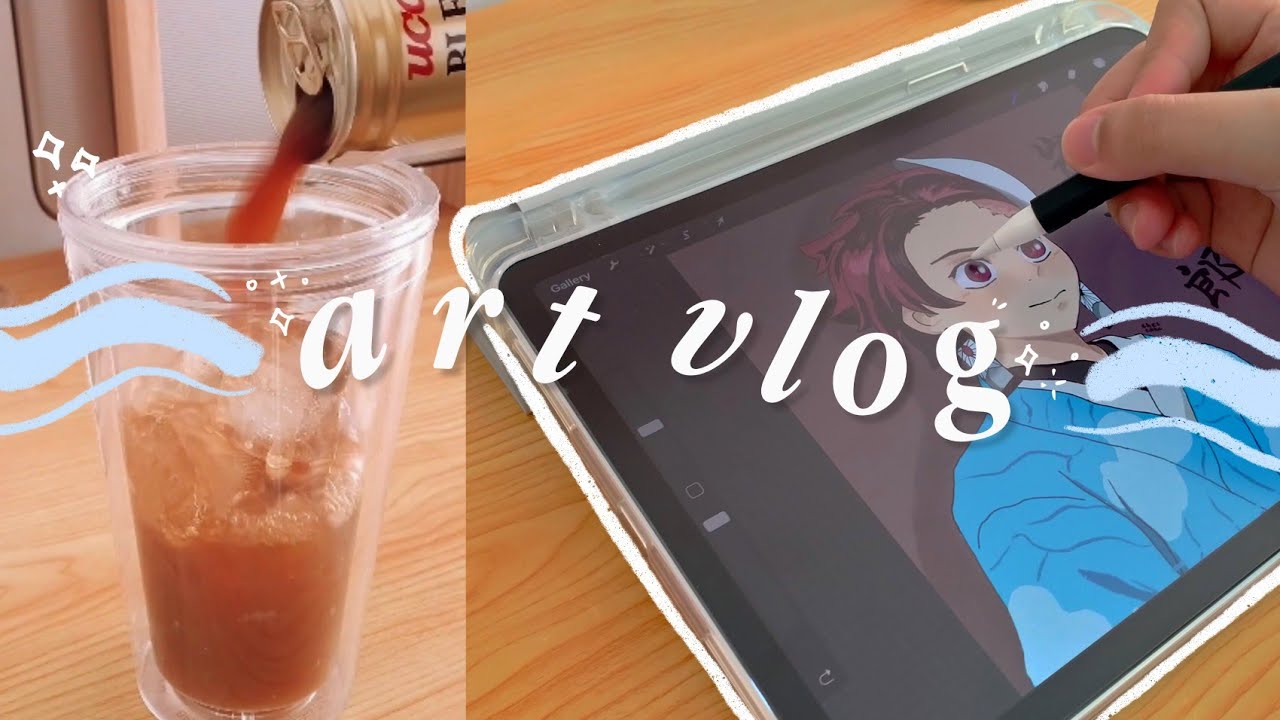 ART VLOG 1🌛 drawing tanjiro kamado using procreate on ipad - YouTube