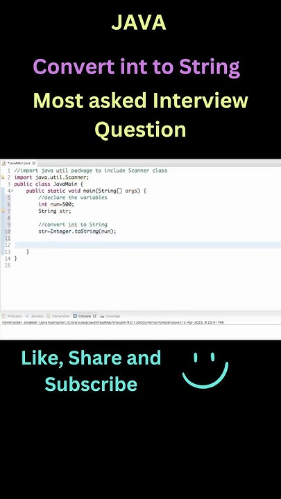 Java program to convert int into String | Java interview question #shorts - YouTube
