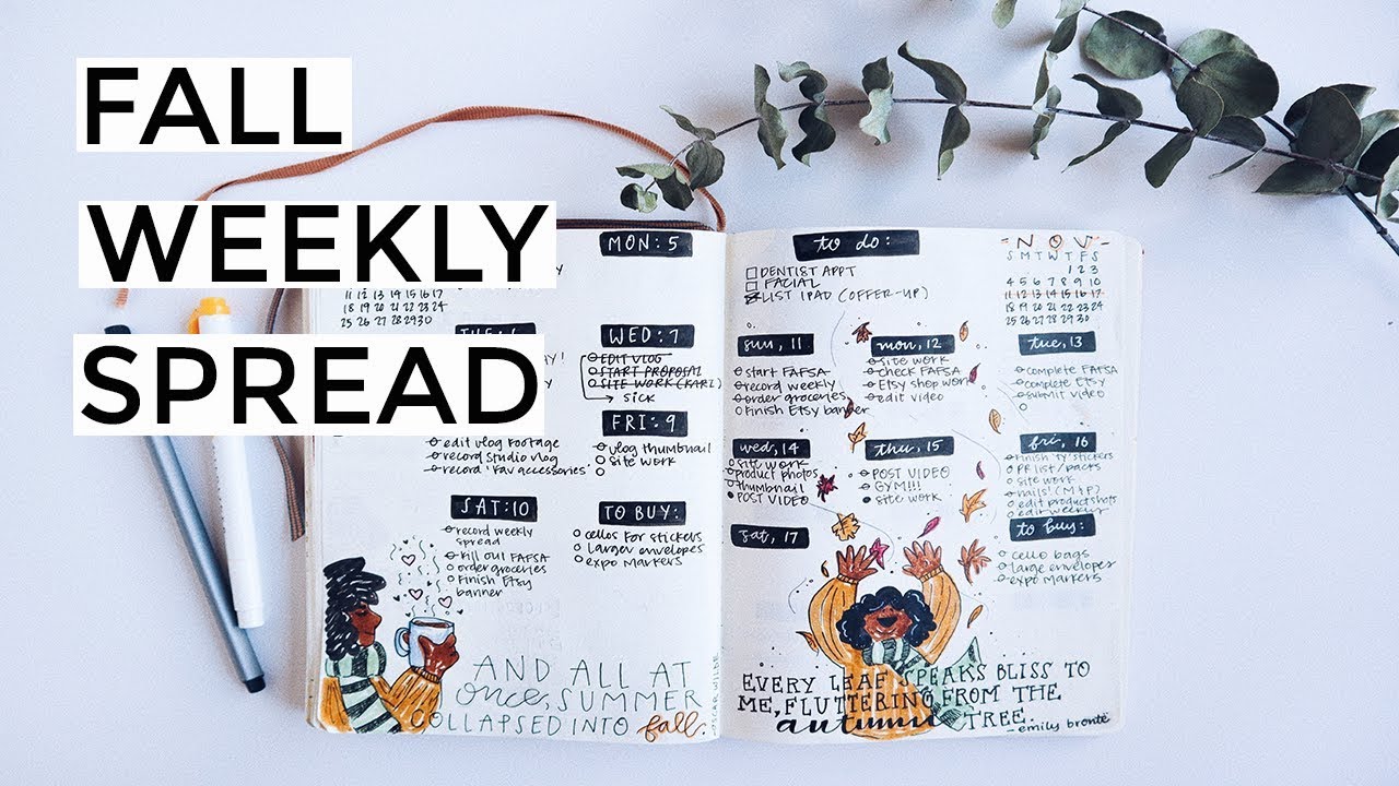 Bullet Journal | Fall weekly spread idea! - YouTube