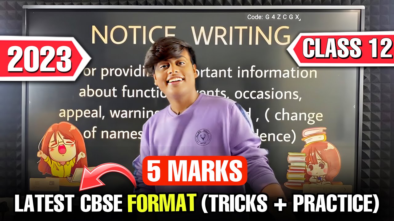 Notice writing | New FORMAT for notice writing | CBSE BOARDS | Writing ...
