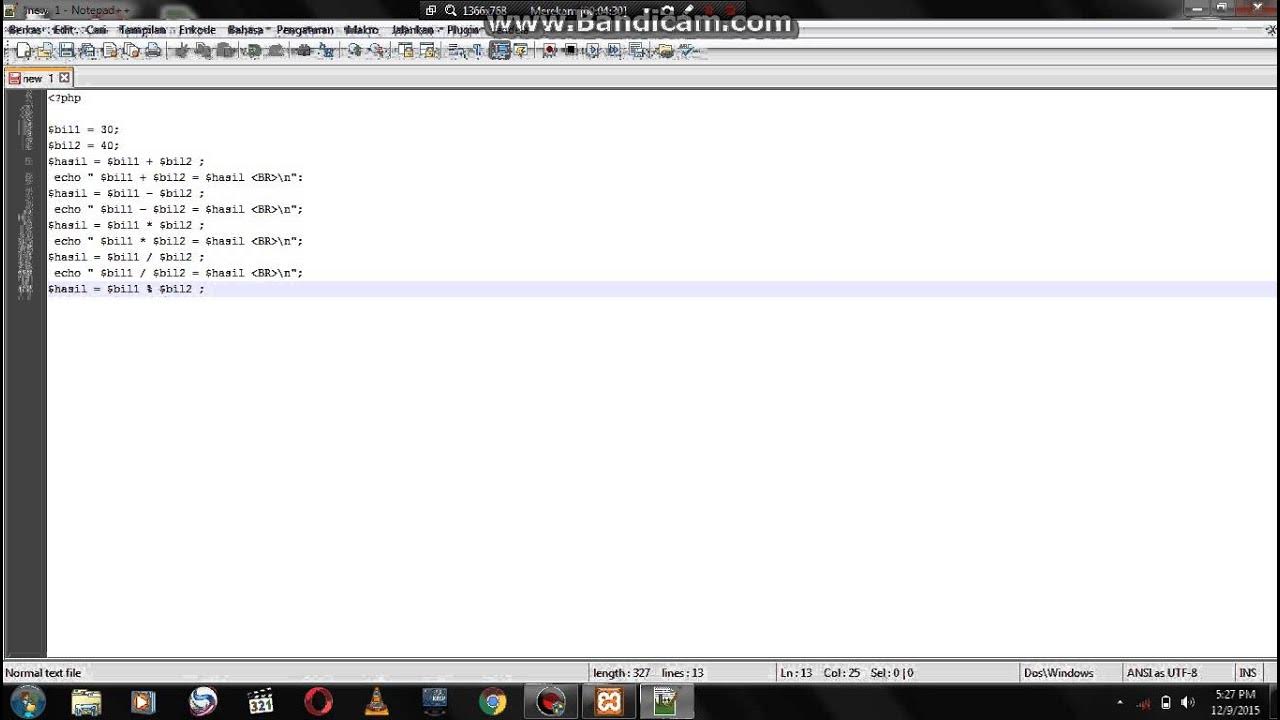 PHP - Operator aritmatika untuk pemula melalui notepad++ dan xampp ...