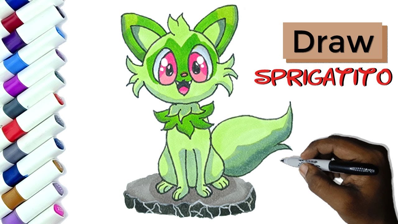 Drawing Sprigatito !!! How To Draw Sprigatito from Pokemon - YouTube