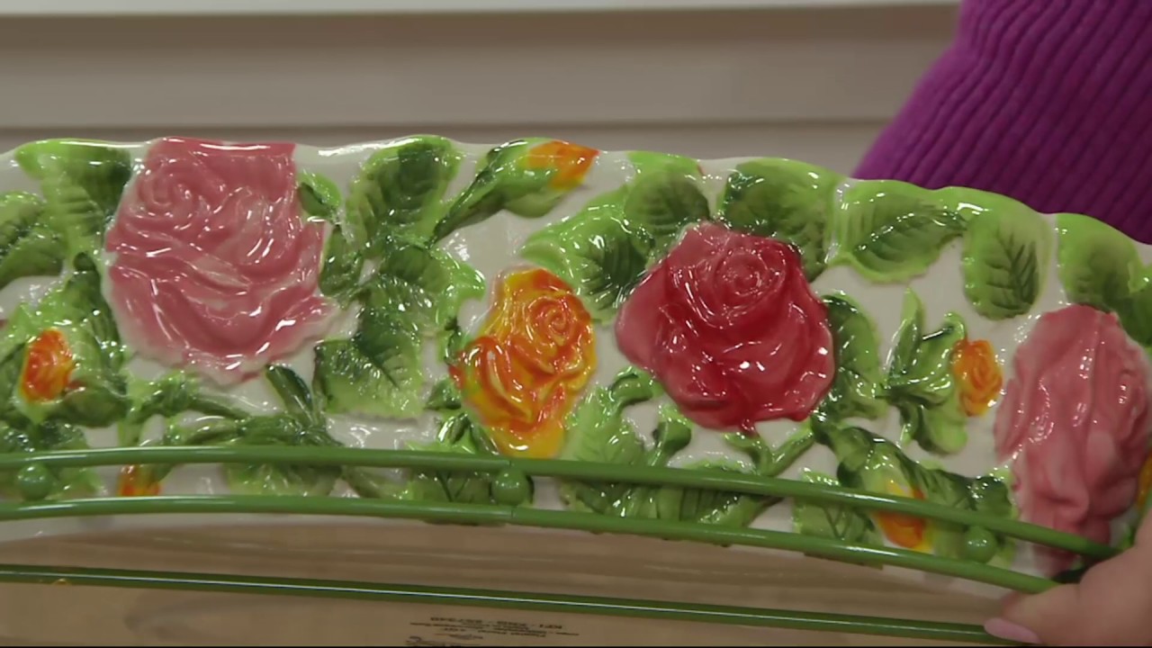 Temp-tations Figural Floral 3qt Oval Baker with Rack on QVC - YouTube