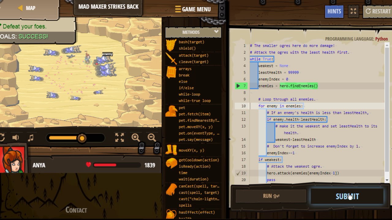 Mad Maxer Strikes Back CodeCombat. Python - YouTube