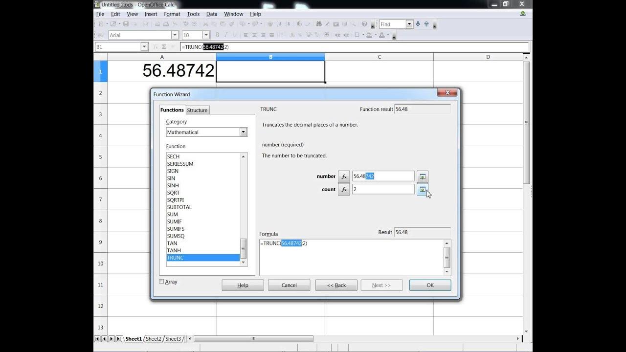 OpenOffice Calc functions: TRUNC - YouTube