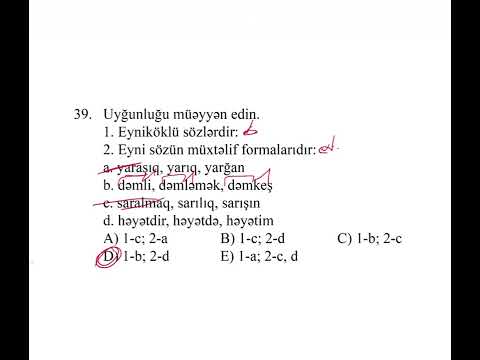22 fevral, Güvən buraxılış imtahanı, Azərbaycan dili sualları, 11-ci sinif