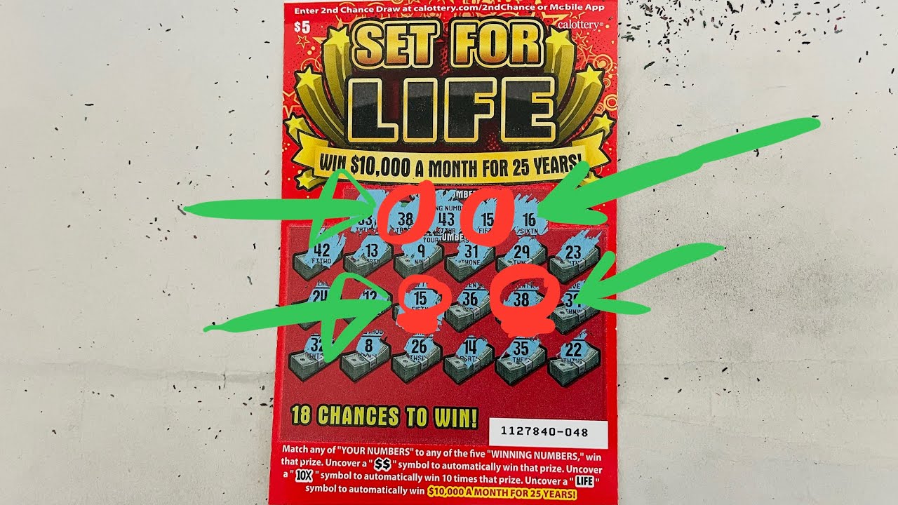 ANOTHER SHOT OF THE $5 SET FOR LIFE CALIFORNIA LOTTERY SCRATCHERS ...