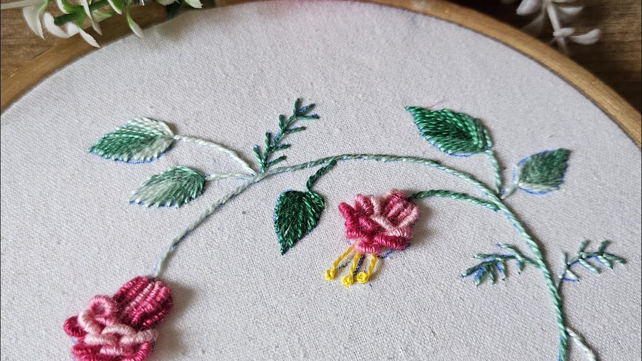 Fuchsia Embroidery || Threads & Needles || 168- hand embroidery - YouTube