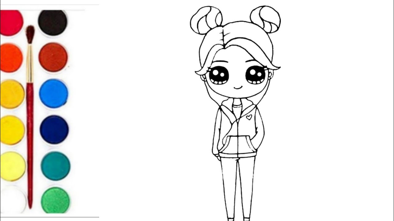 Beautiful girl drawing for children || step-by-step drawing for kids ...