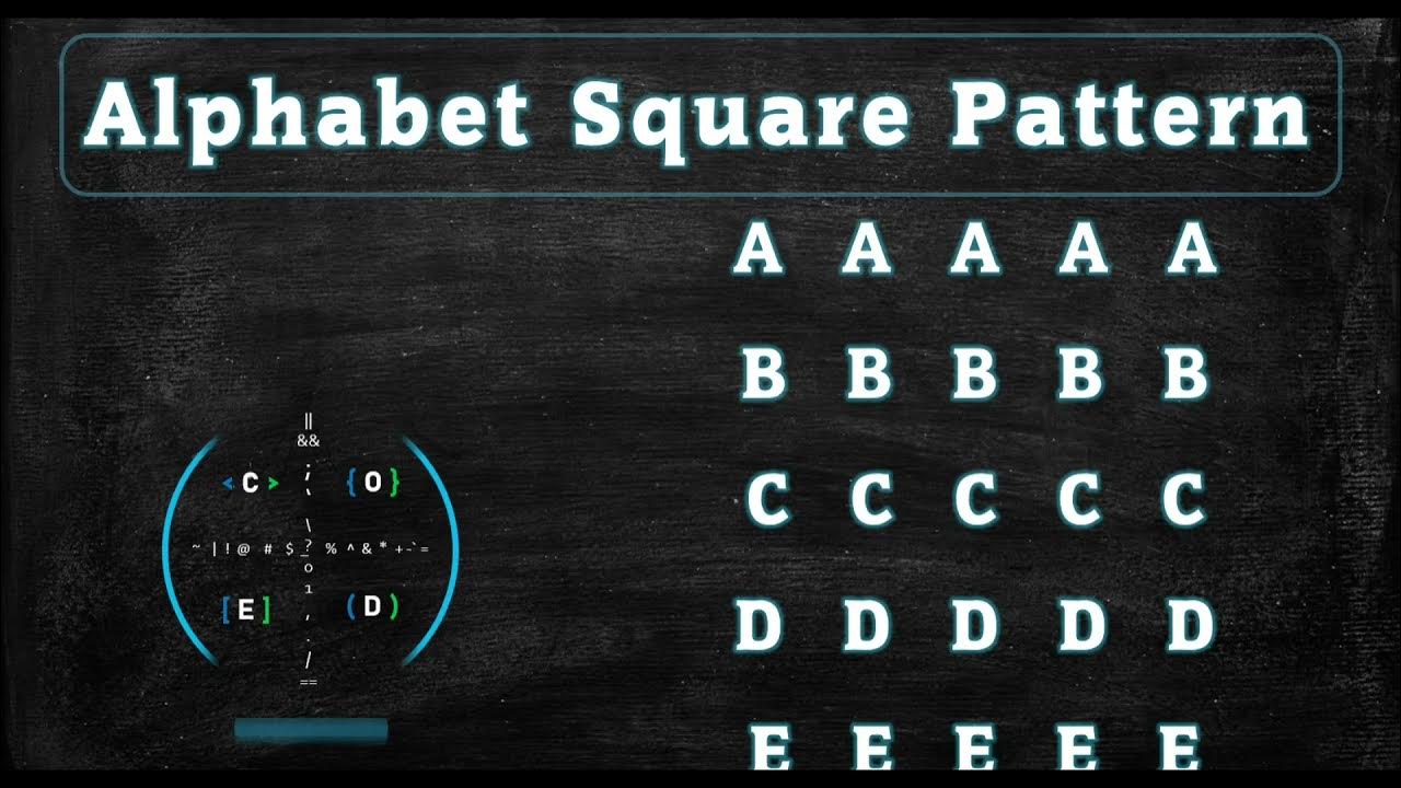 125 Alphabet Square Pattern without any pre-defined method using while ...