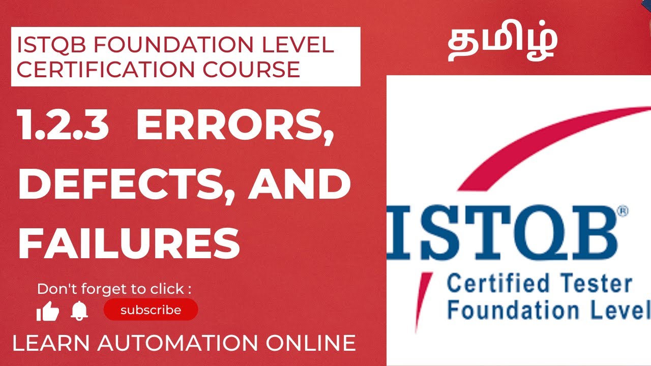 ISTQB Certification Course | Foundation Level | 1.2.3 | Errors, Defects ...