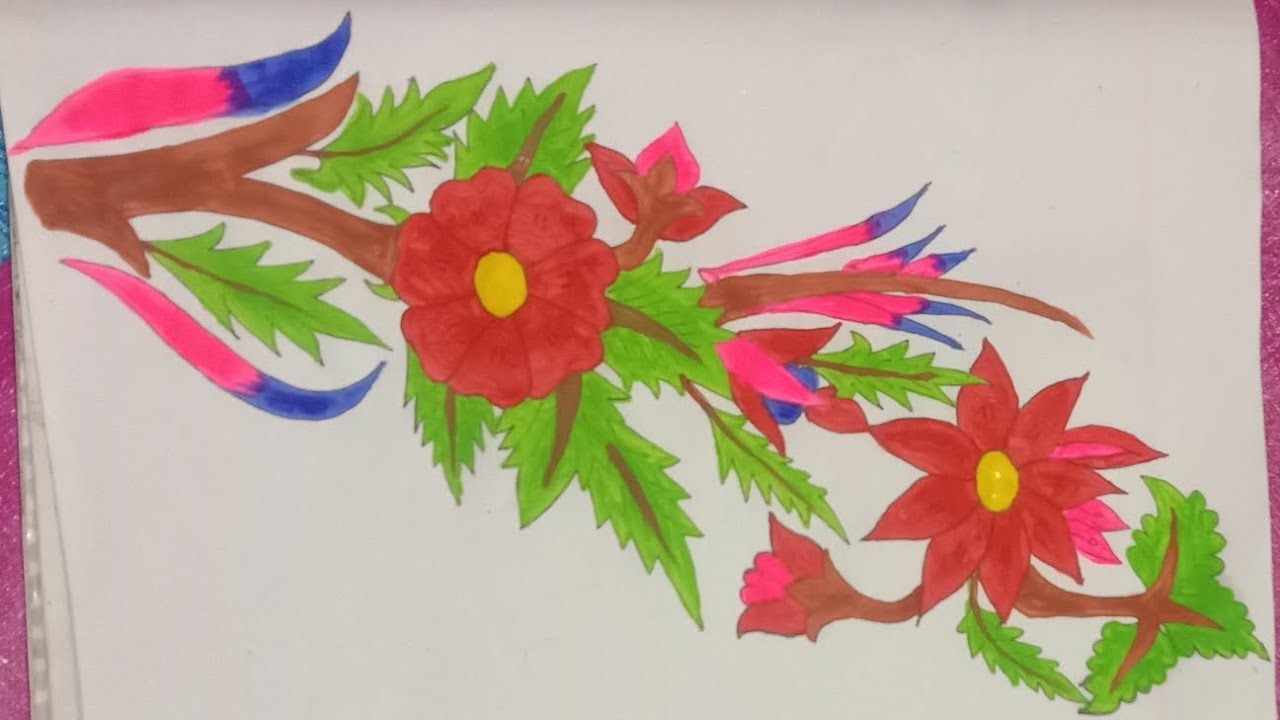 Flower drawing easy 🌺 Flower drawing watercolor 🏵️ Ful akar sohoj upay ...