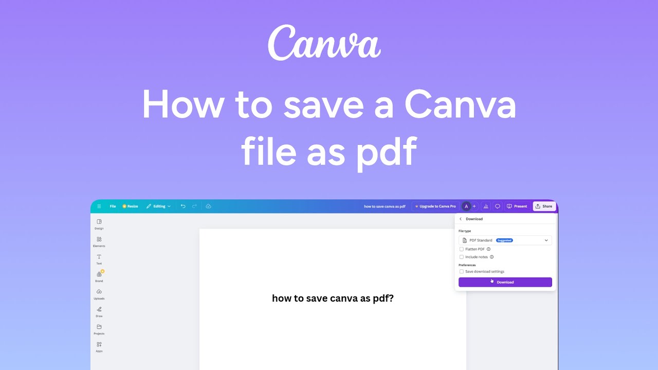 How to save a Canva file as pdf - YouTube