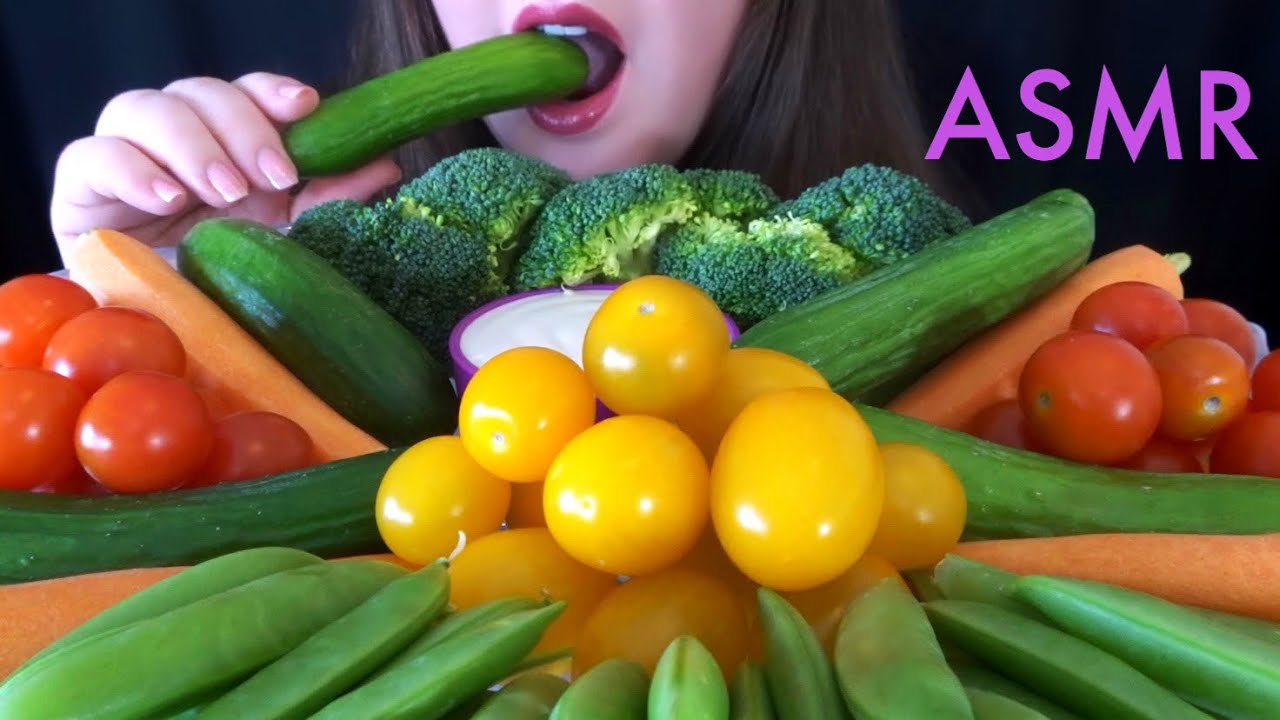 HEALTHY EATING ASMR Raw Veggie Platter - EXTREMELY Satisfying Crunchy ...