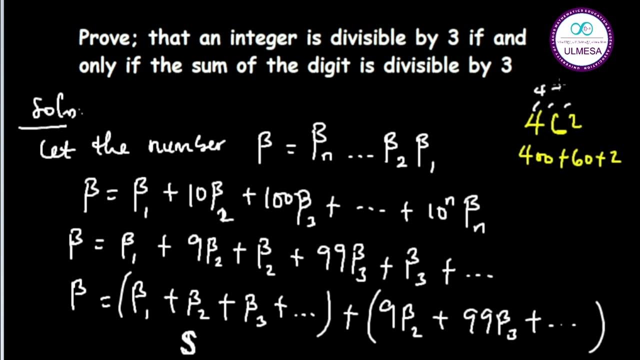prove that an Integer is divisible by 3 if and only if the sum of the digits is divisible by 3 ...