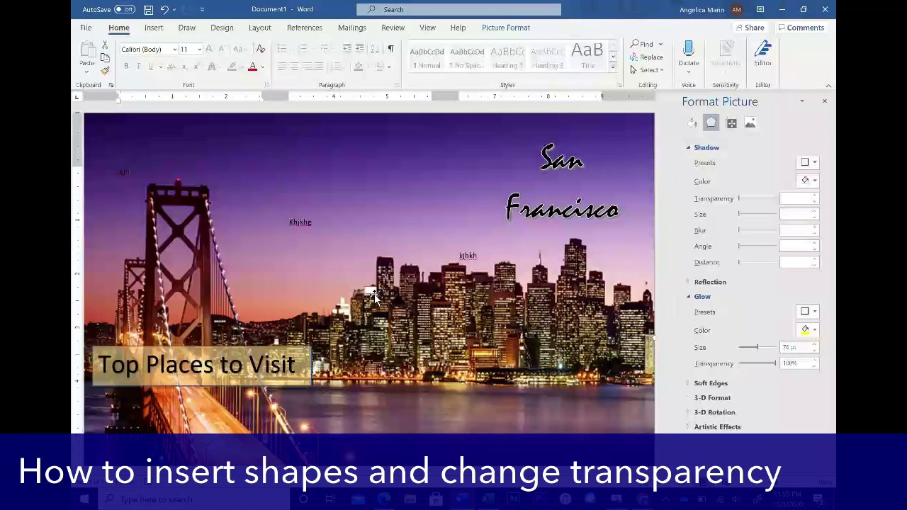 How to insert shapes and change transparency - YouTube