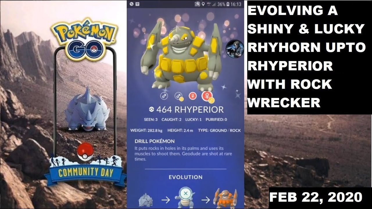 Pokemon GO: Evolving Shiny Rhyhorn up to Rhyperior & Battle test - YouTube