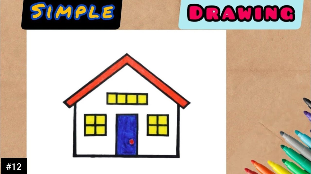 Drawing of HOUSE with three windows || how to draw a house || simple ...
