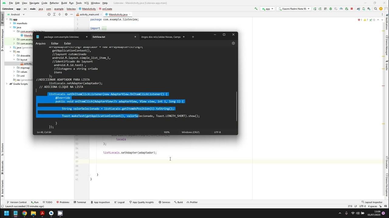 Usando listView capturando o valor selecionado da lista no Android ...