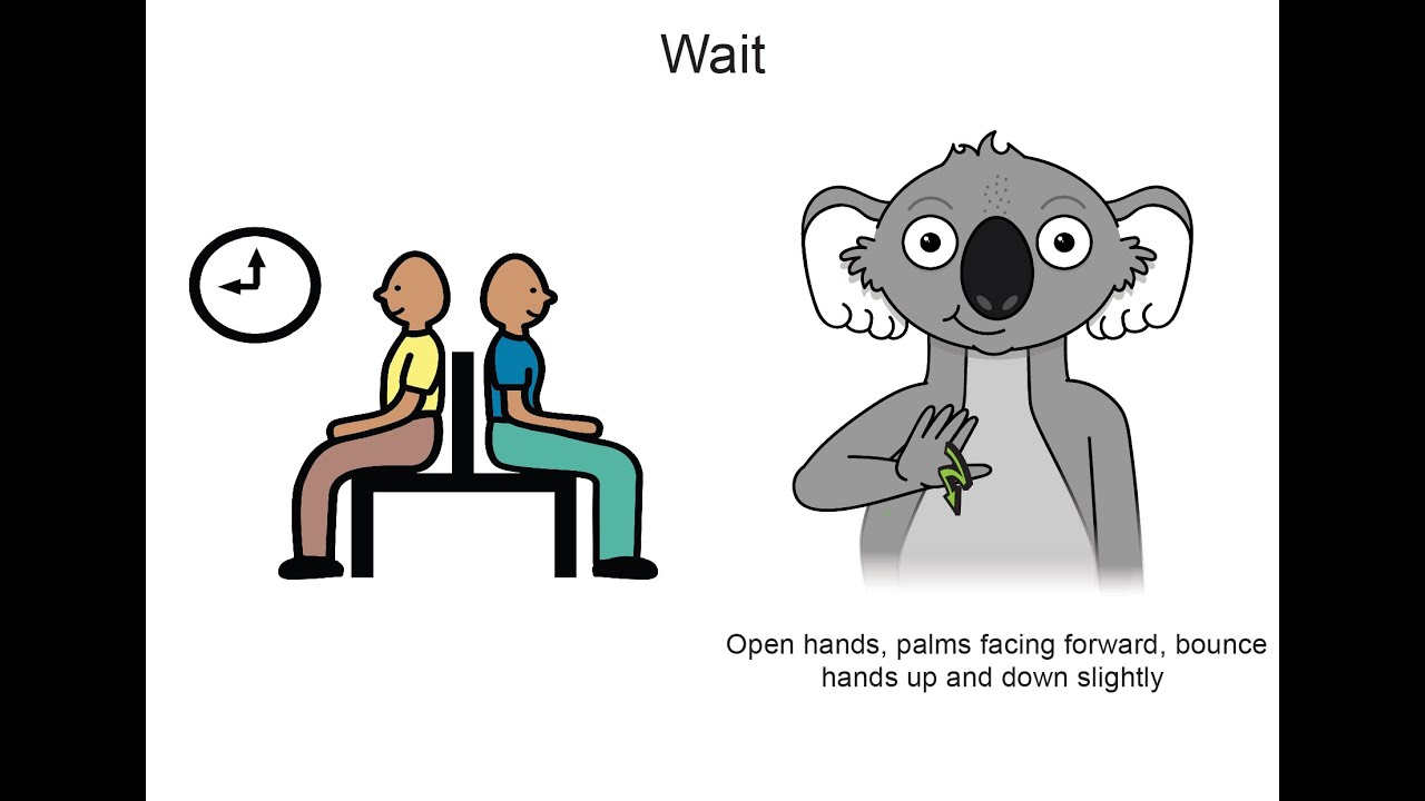 Nelson Park Communication Board Key Word Sign tutorial - Wait - YouTube