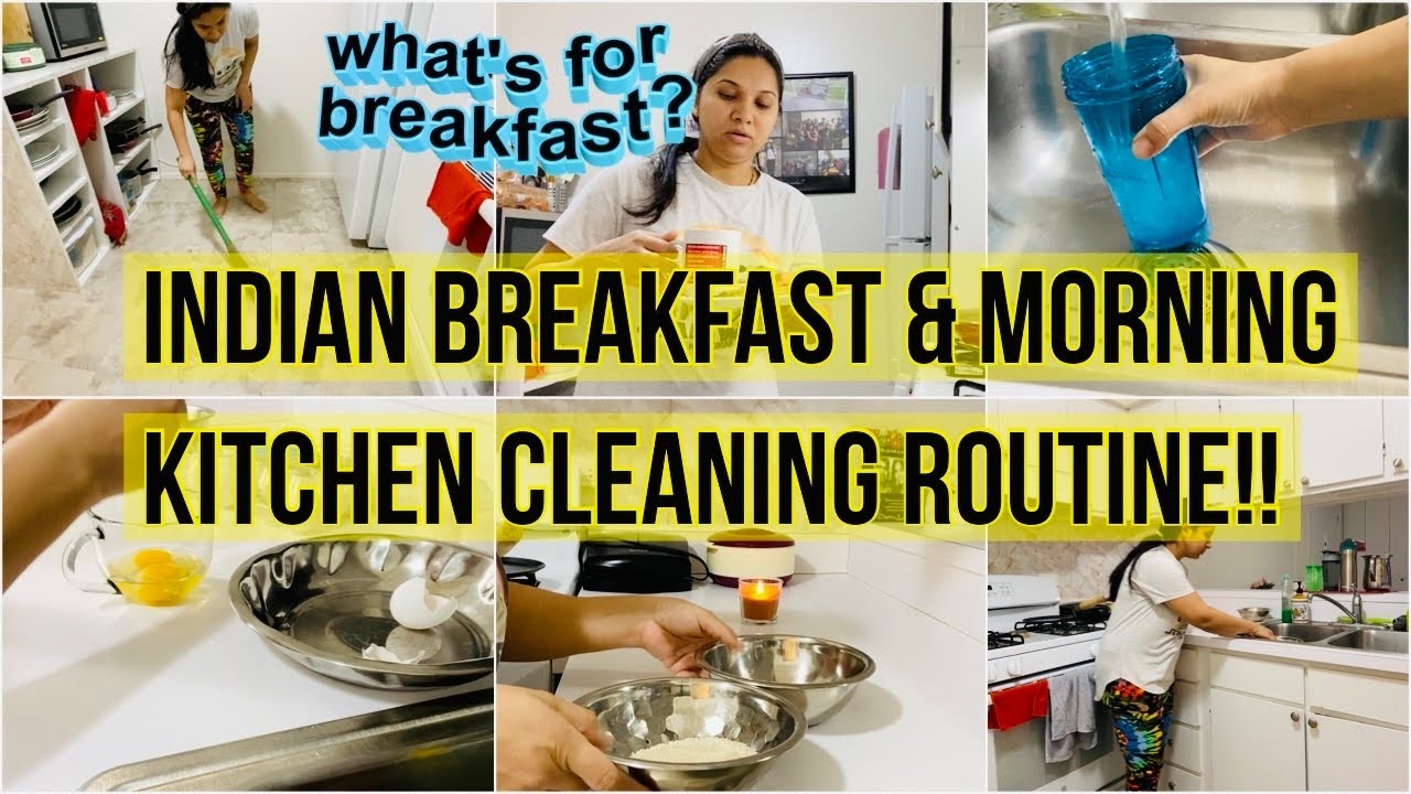 INDIAN MOM BREAKFAST & MORNING KITCHEN CLEANING ROUTINE~SPINACH OMLETTE ...