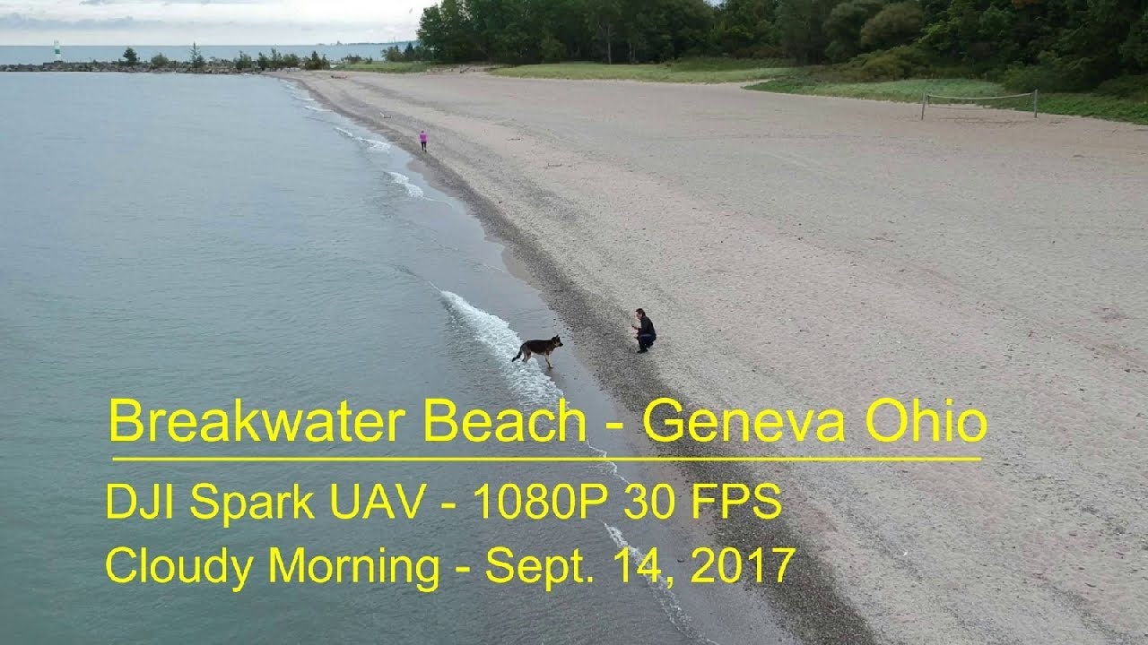 DJI Spark - Breakwater Beach - Geneva, OH (1080P 9-14-17) - YouTube