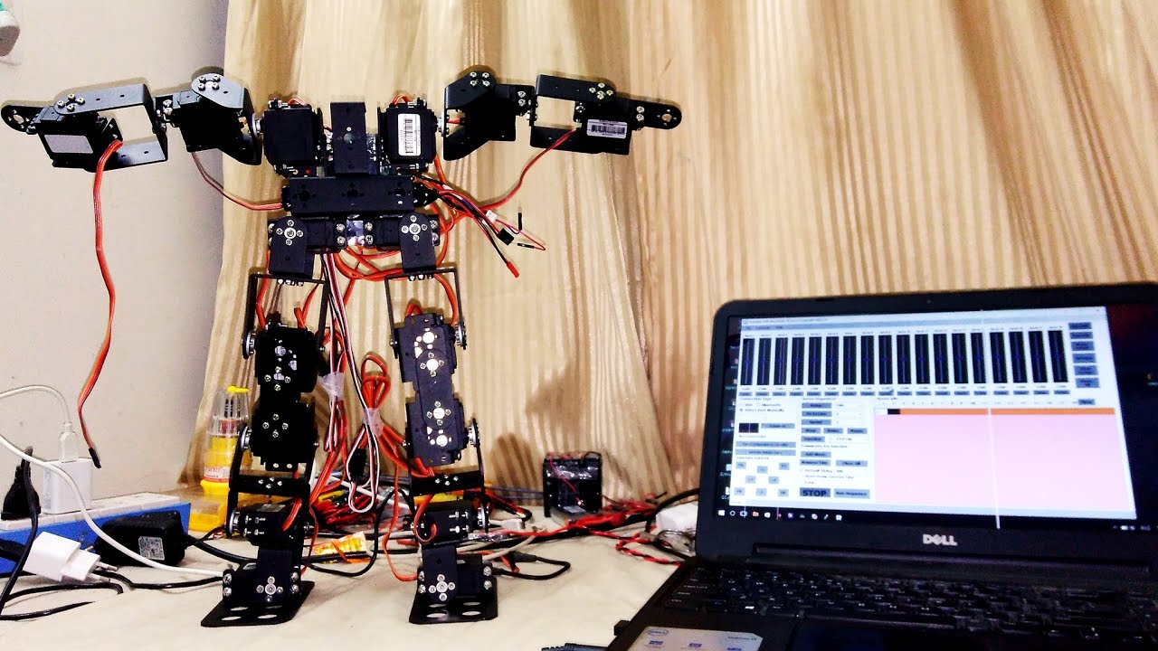 17 DOF Humanoid Testing#2 | Walking Stabilization Arm Motion | Arduino ...