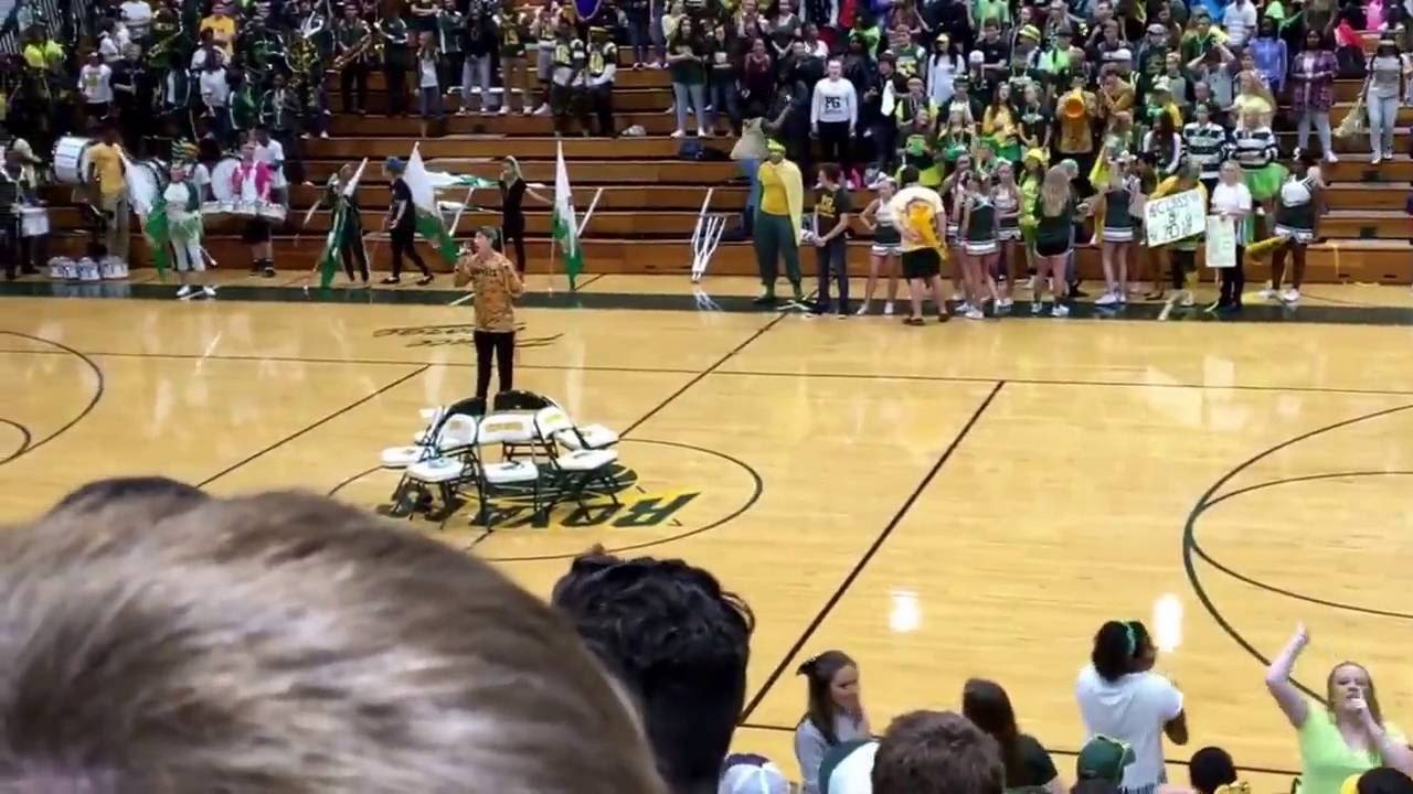 PGHS PEP RALLY SPIRIT STICK GOES TOOOOO......the seniors - YouTube