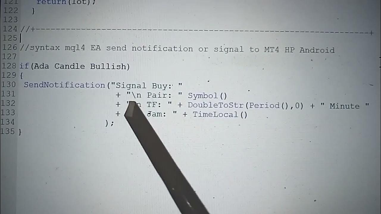 Syntax Mql4 EA Send Notification Or Signal To Mt4 Hp Android - YouTube