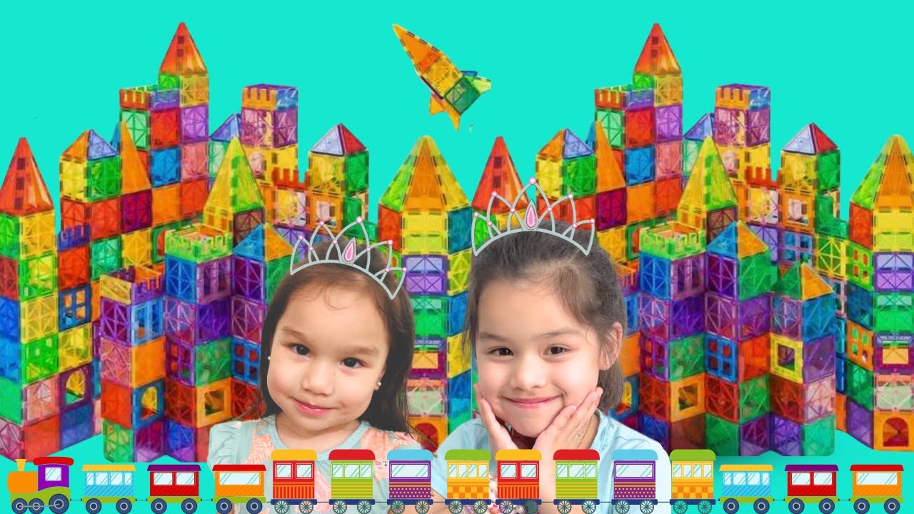 🤍 Magnet Tiles Building Blocks Toy Play with Lydia and Alessia - YouTube