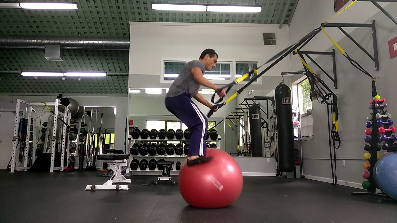 Lvl 5 Strength/Stability...TRX(front)/Swiss ball pull overs - YouTube