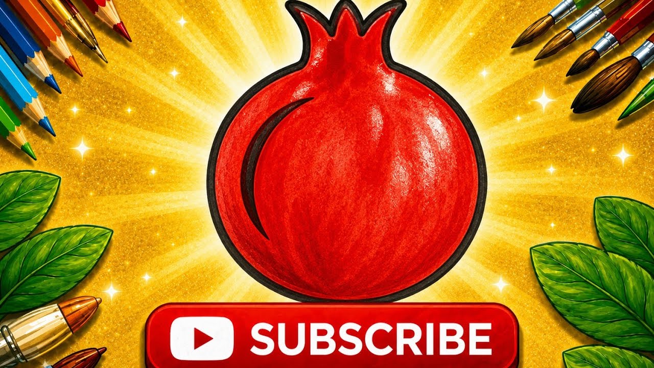 🍎 How to Draw a Pomegranate Step by Step | Easy Fruit Drawing Tutorial ...
