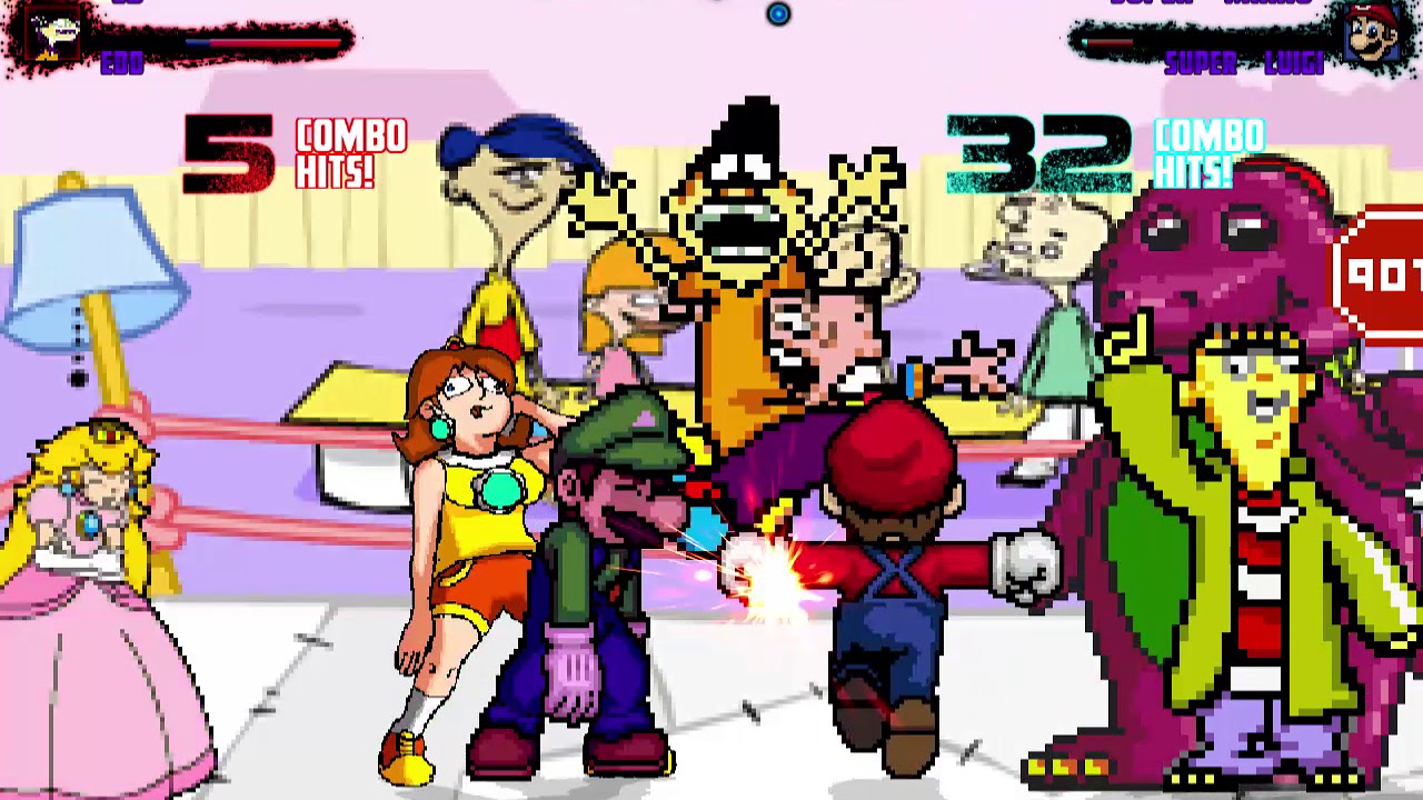 Mugen Request Ed Edd n Eddy & Barney vs Mario, Luigi, Princess Peach ...