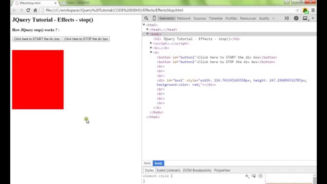 Stop Method In Jquery Effects Demo Youtube