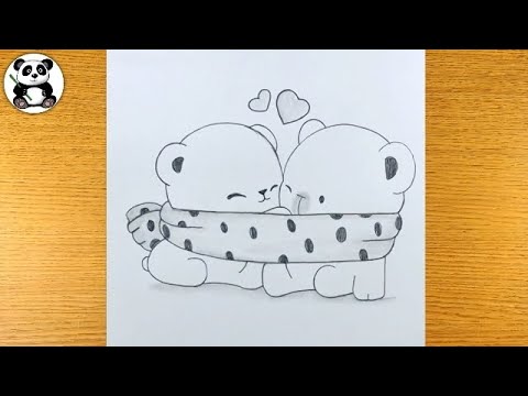 Cute bear couple pencil drawing | easy drawings ⁠@TaposhiartsAcademy ...