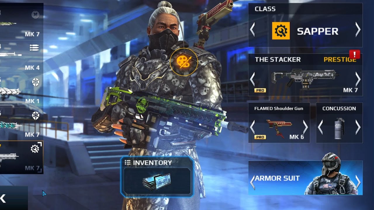 Modern Combat 5 THE STACKER+FLAMED SHOULDER GUN vs VLI+SHOTGUN TURRETS - YouTube