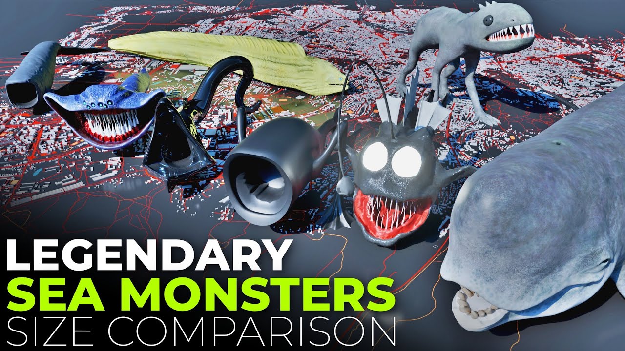 Legendary Sea Monsters Size Comparison 3D | Colossal Whale vs Sea Eater ...