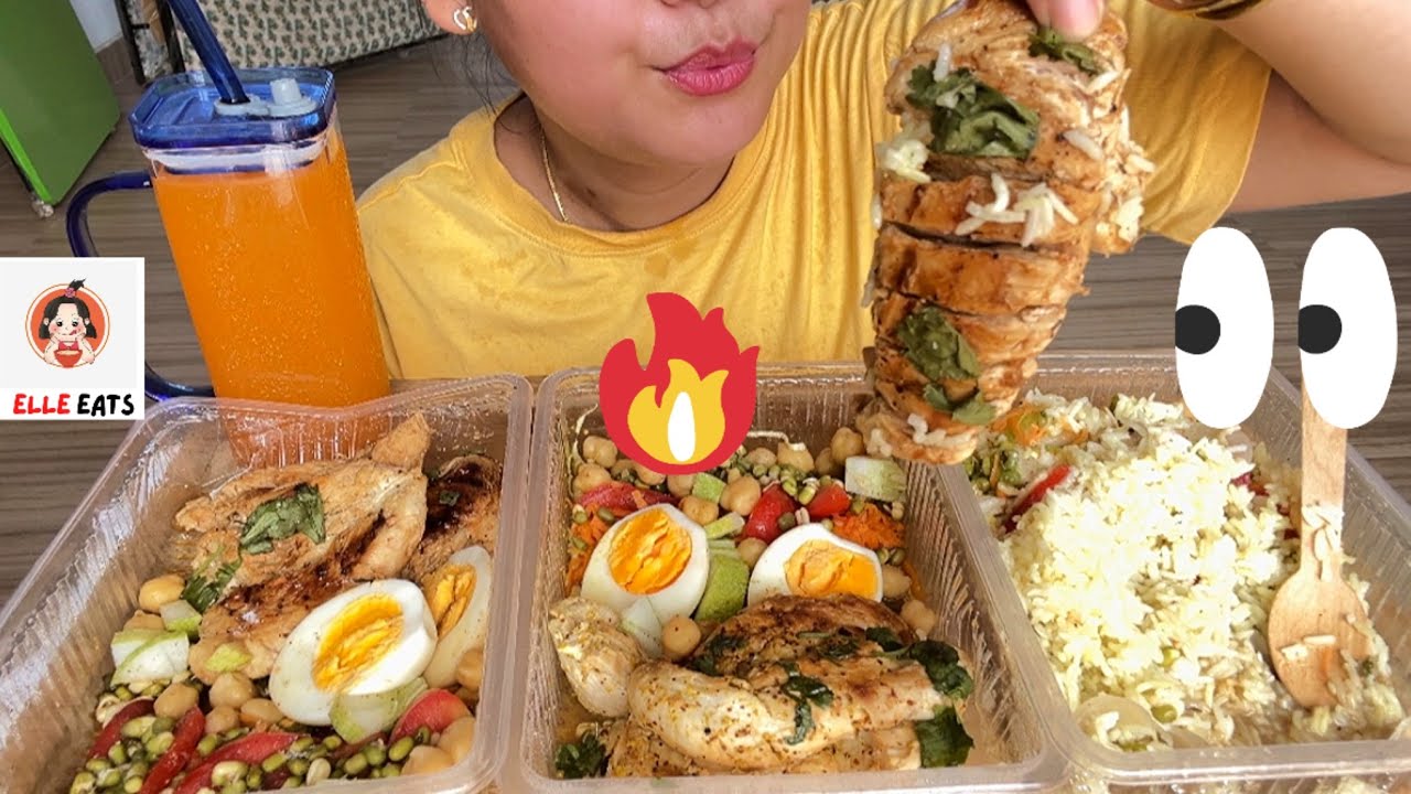 ASMR EATING SOUNDS~ CHICKEN TERIYAKI, GREEK CHICKEN LEMON WITH RICE ...