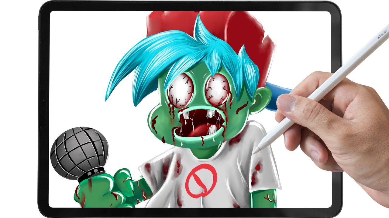 Drawing Zombie Boy Friend from FNF Plants vs Rappers | Friday Night ...