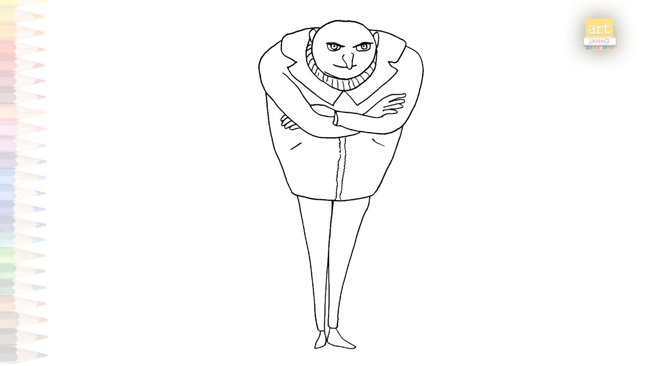 Gru cartoon drawings easy | Outline sketches | How to draw Felonious ...