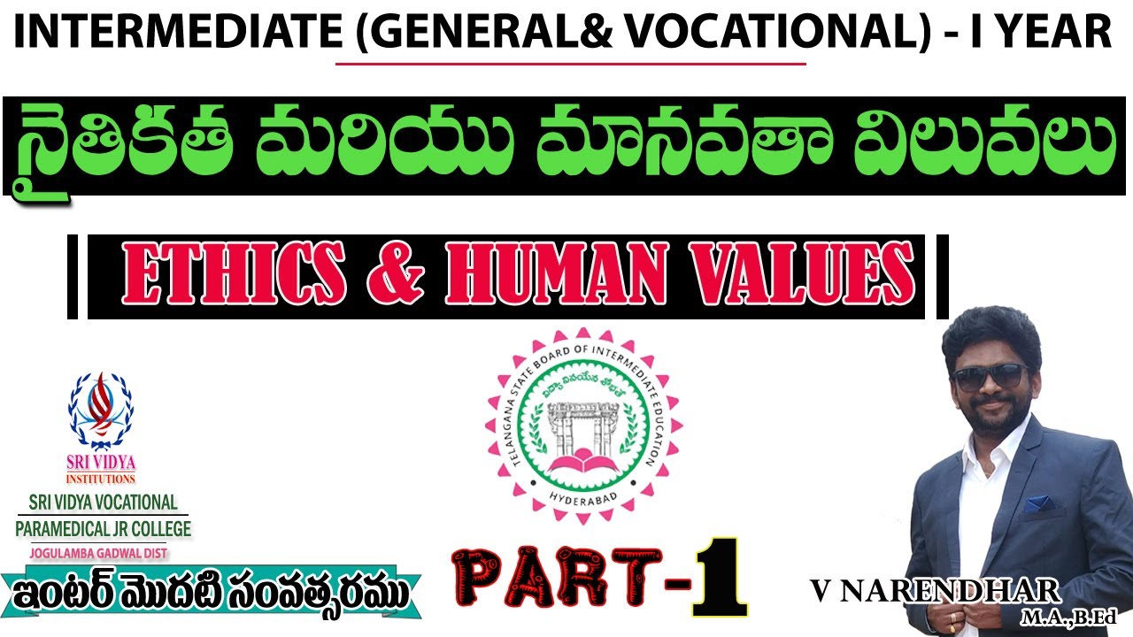 ETHICS AND HUMAN VALUES EXAMINATION # Intermediate General & Vocational Courses# First Year ...