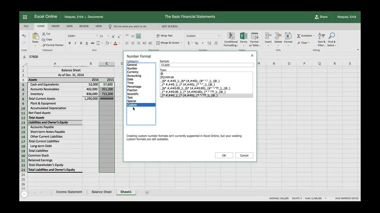 How to create Balance sheet in Microsoft Excel | Excel Tutorial - YouTube