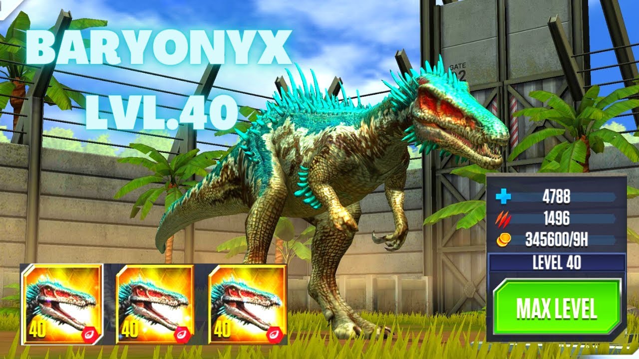 BARYONIX (VIP) 3X MAX LEVEL 40 |JURASSIC WORLD: THE GAME - YouTube
