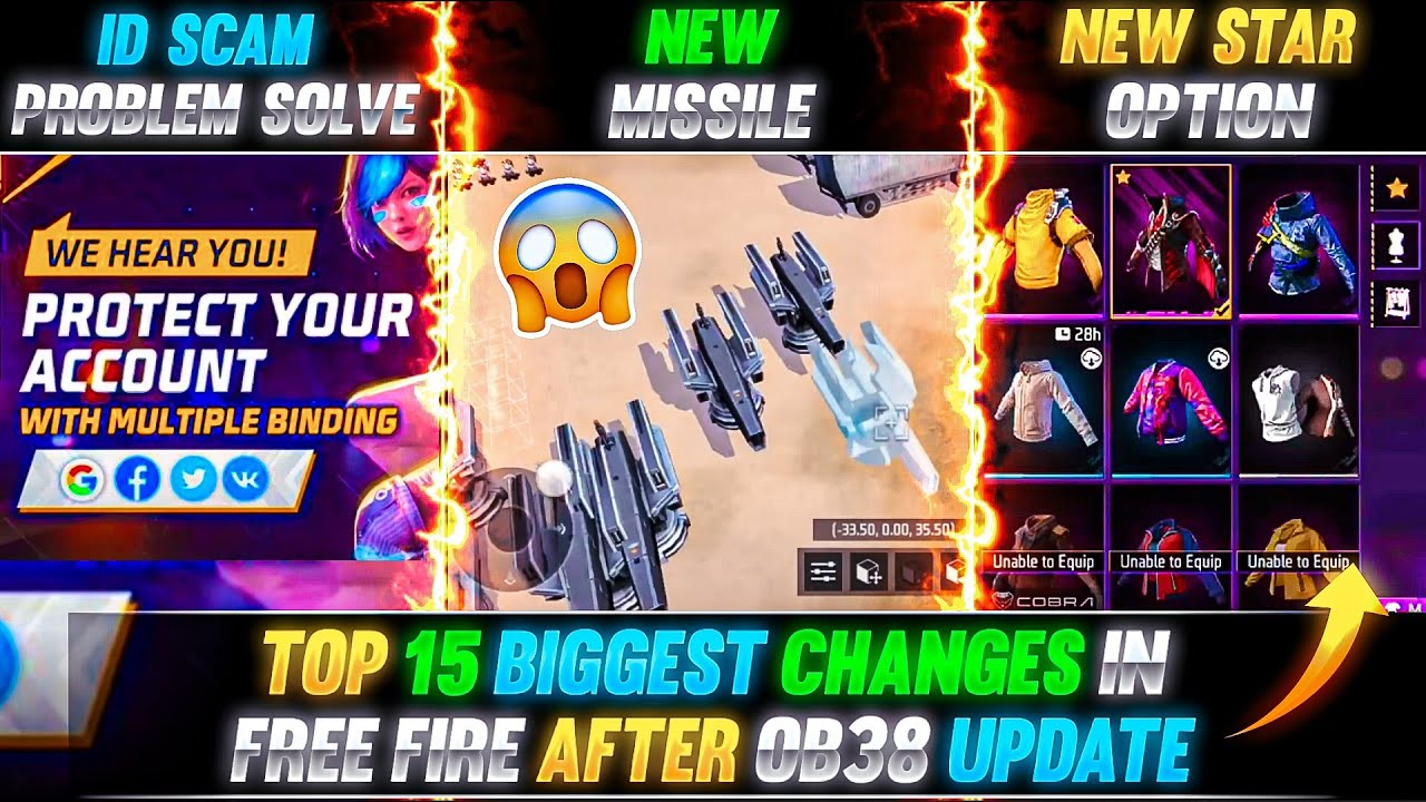 TOP 15 BIGGEST CHANGES 😱 IN FREE FIRE AFTER OB38 UPDATE | FREE FIRE NEW ...