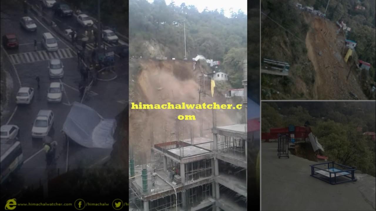 Massive landslide on Shimla Bypass crossing at under-construction ropeway site - YouTube